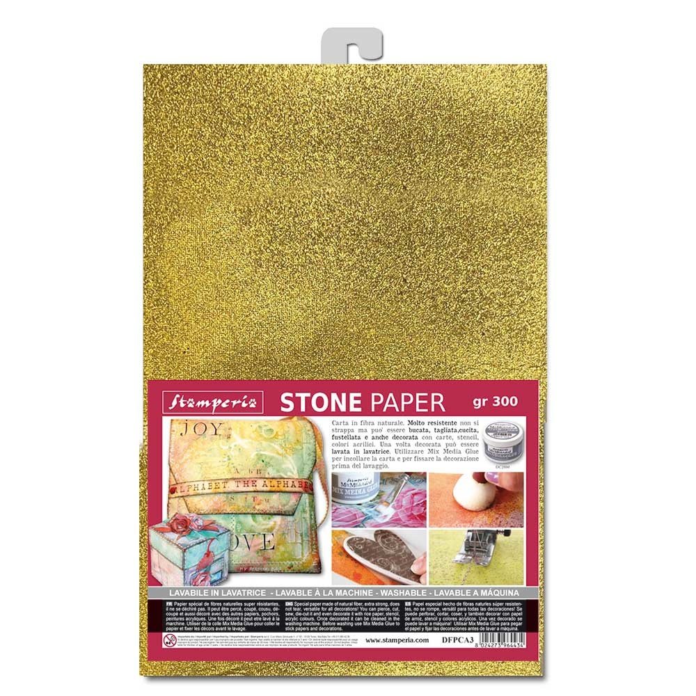 Stamperia Stone Paper A4 - Gold